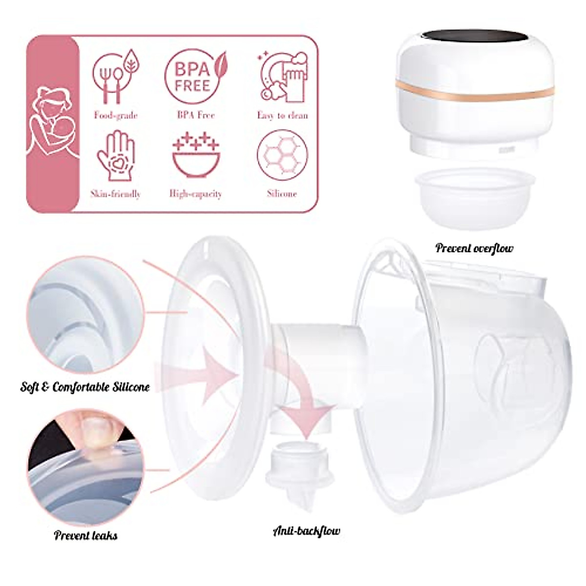 Hands Free Breast Pump, Double Electric Wearable Breast Pump, 3 Modes & 9 Levels Portable Breast Pump, LED Display, 19/22/25 mm Flanges, Breastfeeding Pump with Pumping Bag and Ice Pack