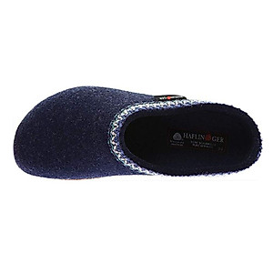 HAFLINGER Grizzly ZigZag Felt Clog Unisex Wool Slipper Blue (Captains Blue 79) EU 41