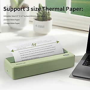 Rongta Portable Printer Wireless for Travel, 300DPI Thermal Inkless Bluetooth Mobile Printer, Support 8.5" X 11" US Letter, Compatible with Android iOS Phone & Laptops (Green)