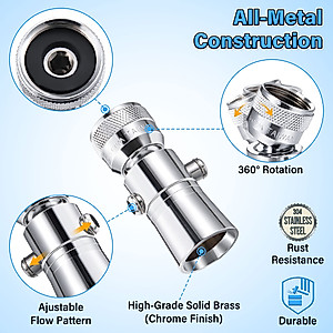 Enhon 1 Set 2 Setting Pivoting Single Spray Shower Head with Shut Off Valve Replacement for 52652-PK Compatible with Delta Shower 2.5 GPM Brass Water Saving Shower Head Chrome 1" Diameter Spray Face