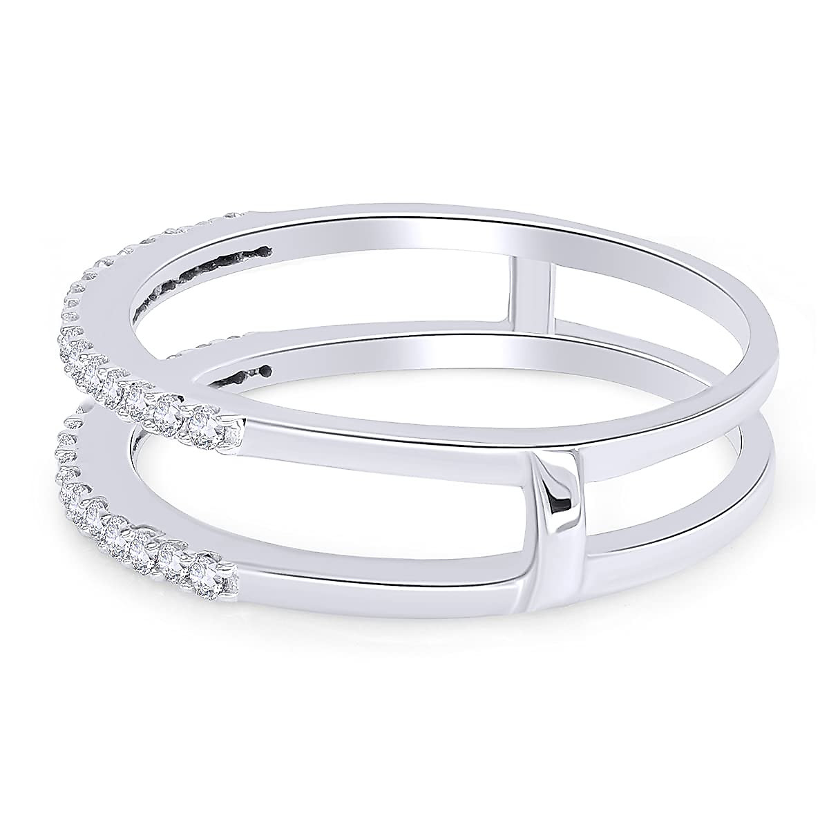 AFFY 1/4 Carat Round Sparkling White Cubic Zirconia Enhancer Guard Ring 14k Gold Over Sterling Silver (0.25 Cttw) - Ring Size-6