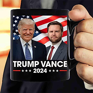 HIPPO HUG Trump Vance 2024 President Trump Supporter Re-Election Black Mug (Black, 15oz)