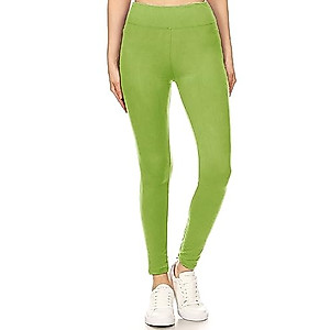 Leggings Depot Yoga Solid Leggings, Lime, One Size