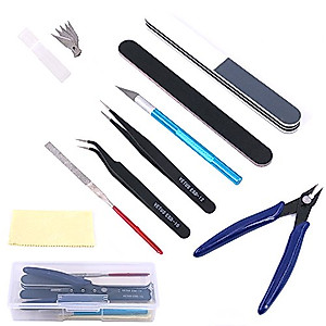 Swpeet 9Pcs Compatible for Gundam Modeler Basic Tools, Perfect Replacement for Gundam Model Tools Kit Building Beginner Hobby Model Assemble Building With Duty Plastic Container