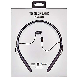 Klipsch T5 Neckband Headphones (Black), 5.9 x 5.9 x 0.4 Inches