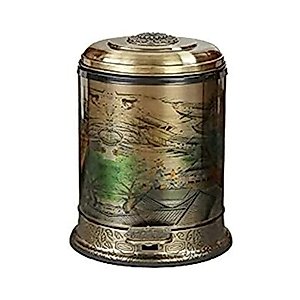 Trash Bin Trash Can Wastebasket Retro Vintage Garbage Can for Bedroom Trash Can with Lid Pedal Dustbins Household Recycling Bins Garbage Can Waste Bin (Color : OneColor, Size : 22 * 32cm)