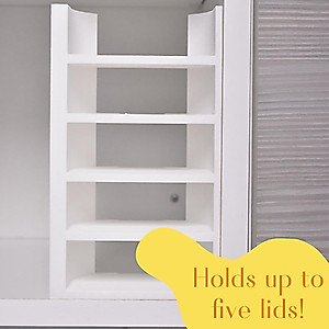 Lid Organizer Compatible With Stanley Cup Lids | 5 Lid Organizer for Cabinets or Kitchen Counter | Includes Straws Storage | Made in USA (White)