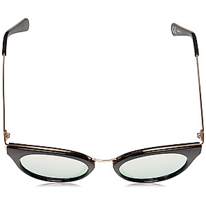 Steve Madden Women's Ellis Sunglasses Round Cateye, Black, 50mm