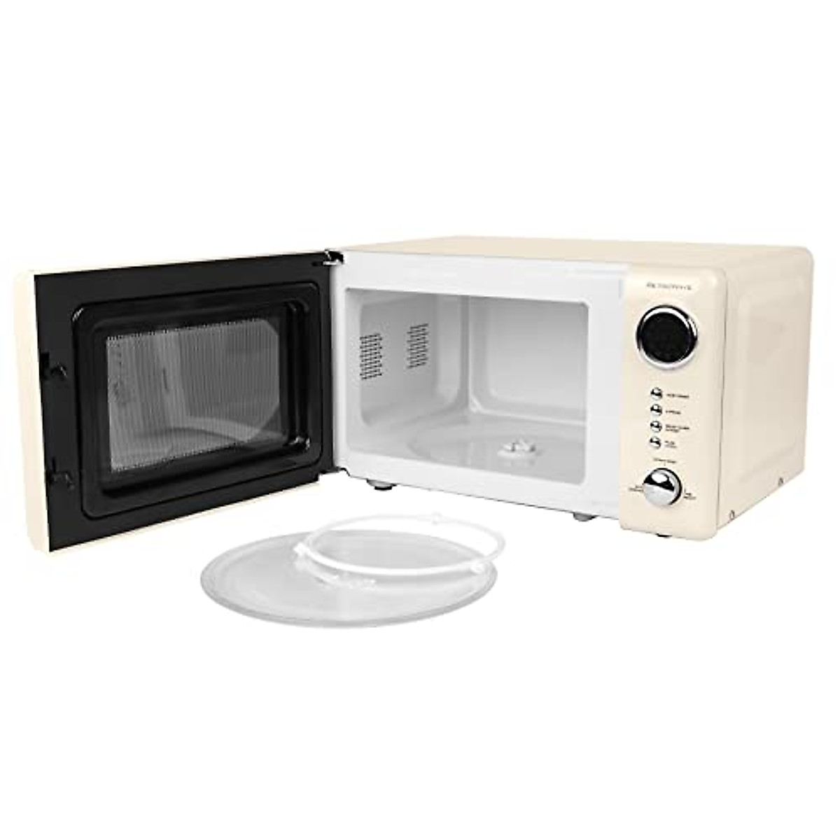 Nostalgia Retro Compact Countertop Microwave Oven 0.7 Cu. Ft. 700-Watts with LED Digital Display, Child Lock, Easy Clean Interior, Cream