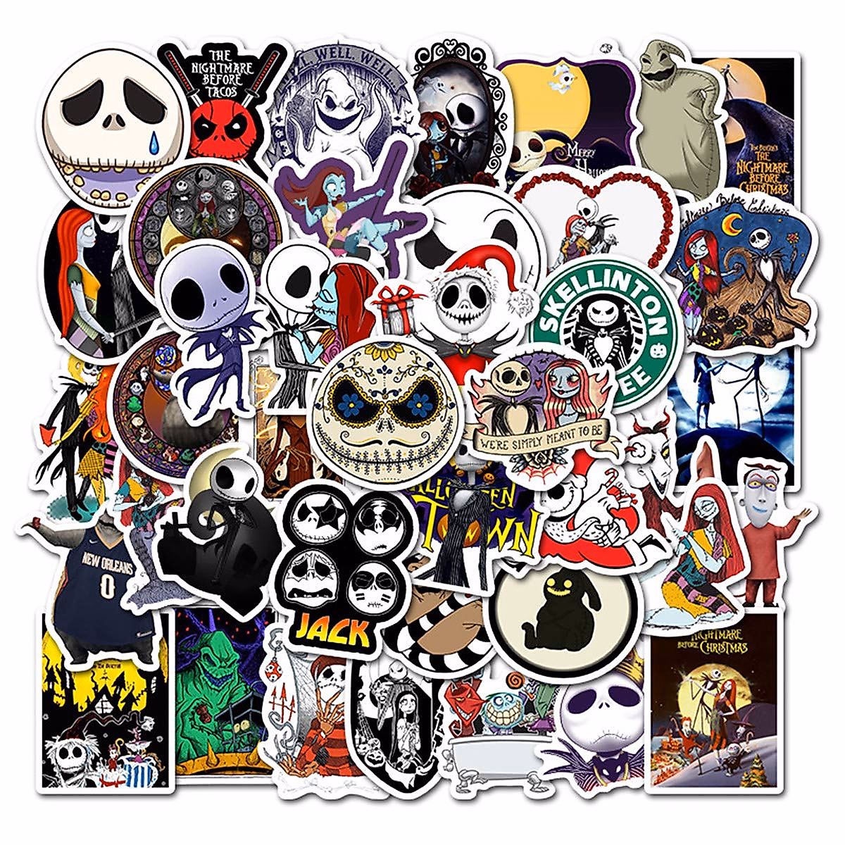 The Nightmare Before Christmas Thriller Horror Style Toy Stickers (50 PCS) Funny Tim Burton's Stickers for Teens, Girls, Kids - Halloween Theme Stickers for Waterbottles,Laptop,Phone (Halloween)