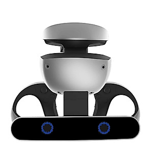 PSVR 2 Charging Station with VR Headset Holder Display Stand,Controller Charging Dock for PS5 VR2 Accessories with Led Indicator, 2 Magnetic Clasp & Type-C Cable