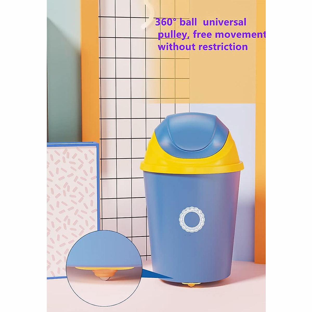 Yaroelrd 4 self-Adhesive casters, Mini Universal Wheels, Stainless Steel 360-degree Rotating Mobile Universal Wheels, Suitable for cabinets/Drawers/Trash cans/Storage Boxes (Yellow) (A-059)