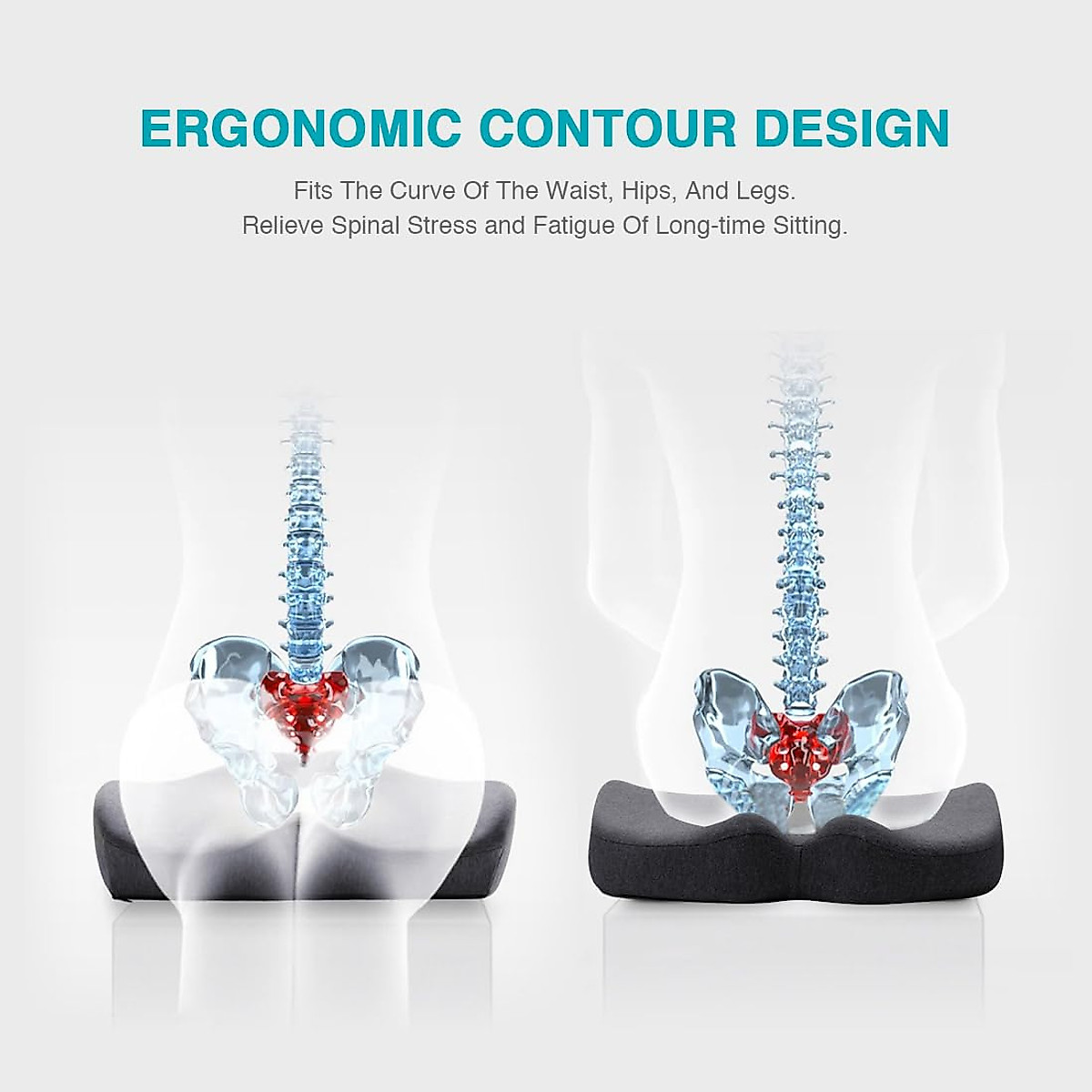 WISHSMILE Memory Foam Seat Cushions for Desk Chair, Car Driver with Better Coccyx Pressure Back Pain Relief and Body Weight Dispersing Effects, Seat Pad for Kitchen, Stadium and Classroom