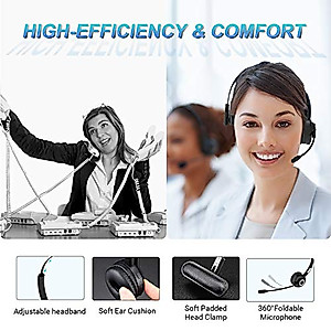 Bluetooth Headsets with Mic, Up to 24 Hrs Talk Time Trucker Wireless Headset with Microphone for Cell Phones, Large Capacity Battery for Office, Business