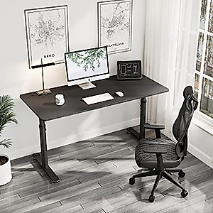 It's_Organized Gaming Desk 60 Inch Large Manual Height Adjustable Black Gaming Computer Desk, Home Office Standing Table Long Computer Sturdy Executive Workstation for 3 Monitors with Free Mouse Pad