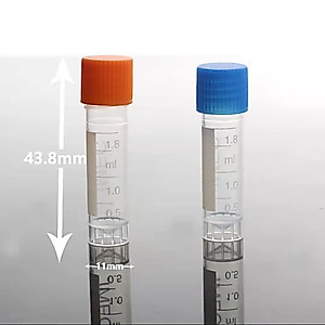WOHUAFUN 2.0 ml Cryovial, External Cap, Polypropilene Bag x 50 Color Assorted
