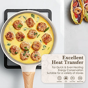 YIIFEEO Non-stick Frying Pans - Beige Nonstick Frying Pan Set Egg Omelette Pans for Cooking Set, Healthy Granite Skillet Set Kitchen Induction Cookware Chef's Pan Christmas Gift, 8", 9.5" &11"