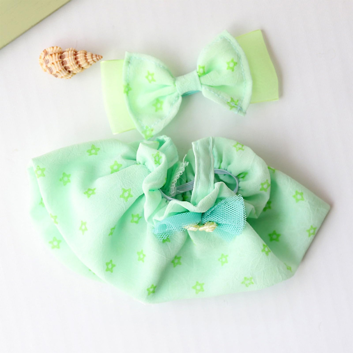 CALEMBOU Plush Doll Clothes Set, Cute Dress and Bow 20cm Cotton Doll Clothes for 8 inch Soft Dolls Stuffed Animals Outfits (green)