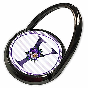 3dRose Pretty Purple Floral and Stripes Monogram Initial Y - Phone Rings (phr_359989_1)