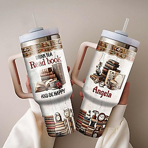 WAZONE Personalized Give Me Coffee To Get Me Started And Jesus Tumbler 40oz with lids Custom Name Stainless Steel Tumblers Birthday Christmas Gifts for Coffee Lovers Women Men