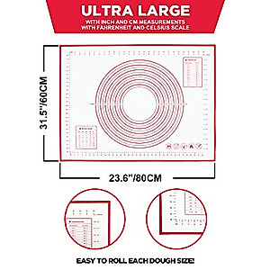Extra Large, Thick Silicone Pastry Mat, Non-stick, Non-Slip, Baking mat, Dough Rolling Mat 24’’ (W) x 32’’ (L)