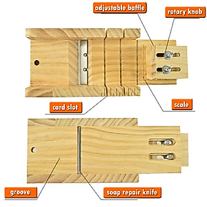 Artcome Loaf Soap Making Cutting Mold Kit Multi-Function Adjustable Wood Soap Mold Set - Rectangular Silicone Mold Set with Stainless Steel Wavy & Straight Cutter