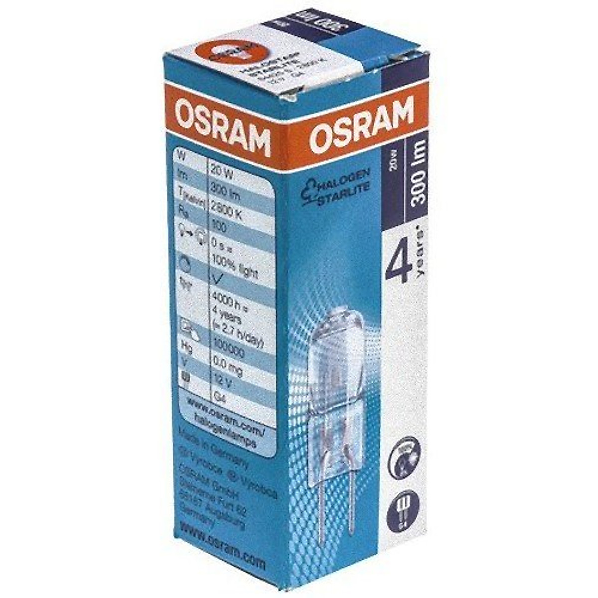 Osram Halostar Starlite 64425 S Halogen Light Bulb 20W 12V