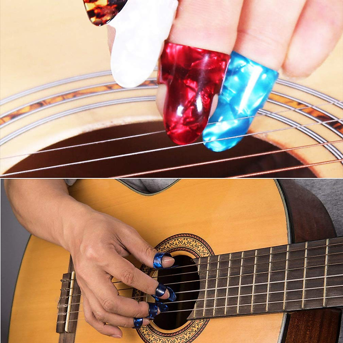 KEWAYO 15 Pieces Steel Finger Picks Set, Including Stainless Steel Finger Picks and Thumb Picks, Metal Finger Picks Adjustable Bass Finger Picks for Guitar, Banjos, Instruments (Stylish Style)