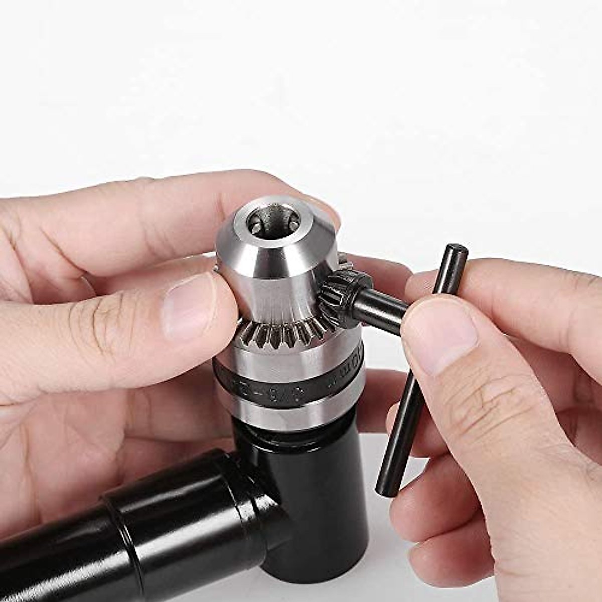 Right Angle Adapter Drill, Gearwoo 90 degree Cordless Right Angle Drill Attachment Adapter With 3/8" Keyed Chuck 8mm Hex Shank Power Tool Accessory