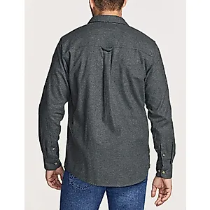 CQR Men's All Cotton Flannel Shirt, Long Sleeve Casual Button Up Plaid Shirt, Brushed Soft Outdoor Shirts, Solid Grey, X-Large