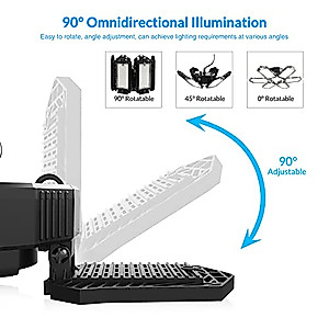 LED Garage Lights, 180W Linkable Shop Lights with Cord Plug in, 18000LM Super Bright Hanging Deformable Garage Ceiling Lighting 6500K Cold White with 6 +1 Adjustable Panel for Warehouse (180W 2PACK)