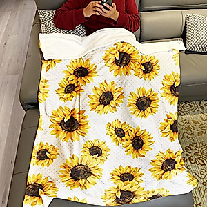 YISUMEI Sunflower Blanket Floral Print Throw Blanket Soft Warm Lightweight for Chair Sofa Couch Girl Adult Women Gift for Birthday Christmas 50"x60"