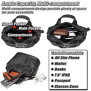 Top Grain Leather Hand Bag for Women, Classic Small Crossbody Shoulder Bag Purse, Ladies Small Tote Bags with Removable Strap