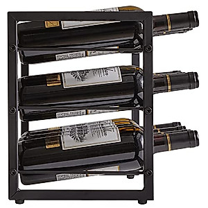 IBUYKE Wine Rack, Stackable Wine Storage Shelf, Liquor Bottle Holders, 3 Tier for 12 Bottles, Inserts for Cabinet, Countertop, Pantry, Bar, Small Space, Study Steel Water Bottle Organizer TMJ906H
