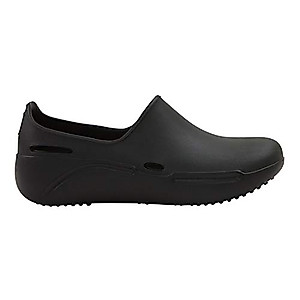Anywear Streak Step-in Nurse Shoes for Women and Men, Oil- and Slip-Resistant EVA Kitchen Shoes, Work Shoes, 7, Black