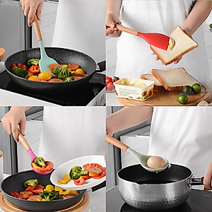 Keidason Silicone Kitchen Utensils Set, 12-piece Silicone Cooking Utensils Set Non-stick Cookware Is Heat-resistant, BPA-free, Stirring Kitchen Tools Set,Spoon,Tongs,Whisk,Brush,Spatula (Colorful)