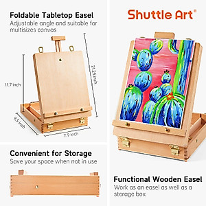 Shuttle Art Acrylic Painting Set, 59 Pack Professional Painting Supplies with Wood Tabletop Easel, 30 Colors Acrylic Paint, Canvas, Brushes, Palette, Complete Painting Kit for Kids, Adults, Artists