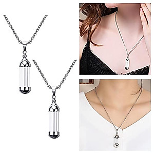 freneci 2X Blood Vial Necklace Kit, Cremation Urn Necklace for Ashes, Tube Necklace Pendant, Cremation Urns Jewelry for Ashes Holder Keepsake Memorial