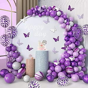 62pcs Metallic Purple Latex Balloons Various Sizes Chrome Balloon 12/10/5 inch Helium Balloon Perfect for Party Birthday Valentines Baby Shower Bridal Shower Wedding Anniversary Balloons