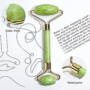BAIMEI Jade Roller & Gua Sha Facial Tools Face Roller and Gua Sha Set for Skin Care Routine and Puffiness - Green