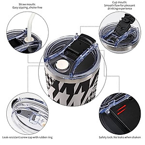 Niapessel Leak Proof Tumbler, Insulated Water Bottles with Straw, Houndstooth Black White Insulated Cup with Handle 40 Oz Stainless Steel Flask for School, Travel, Car, Sports, Work