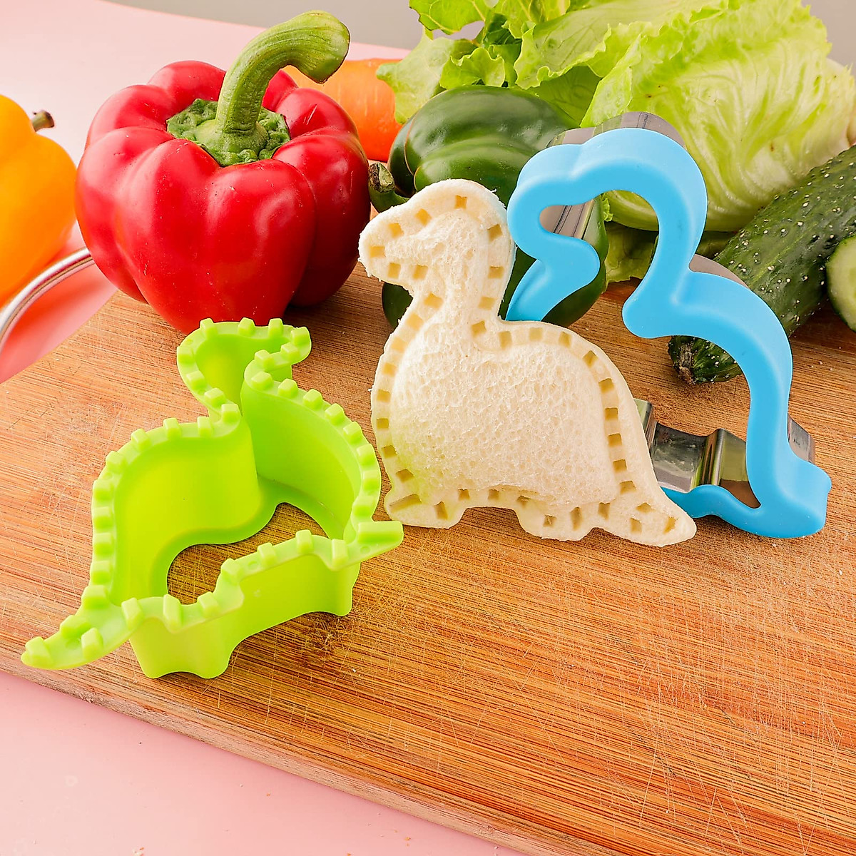 Sandwich Cutter and Sealer for Kids Large Bread Sandwich Decruster Pancake Maker 10PCS Fruits Cookies Vegetables Shaped Cutters for Kids Lunch Bento Box Dinosuar Mickey Heart Star flower