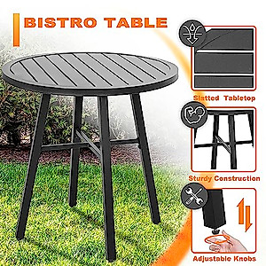 NUU GARDEN 3 Pieces Patio Furniture Set Rocking Bistro Set,Outdoor Patio Bistro Set with Round Coffee Table and 2 Swivel Rocker Chairs for Garden Balcony Backyard Poolside,Black and Beige