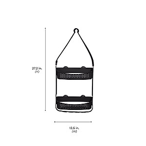 Bath Bliss 2 Way Convertible Bathroom Shower Caddy | Adjustable Mounting Arms | Loofah & Razor Hooks | Storage & Organization | Rust Resistant | Large and Small Bottles | Matte Black