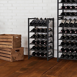 neatfreak Freestanding Wine Rack Stackable Bottle Holder for Up to 24 Wine Bottles - Industrial Kitchen Storage Bottle Display Stand - Matte Black Metal Construction - 16.5 x 13.5 x 31.6in