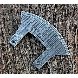 JNR Traders Damascus Ulu Knife Blanks for Knife Making Supplies Diy Full Tang 5.5 Inch Thin Ultra Sharp Cresent Blade Alaskan Ulu Knife Blade Blank 3775