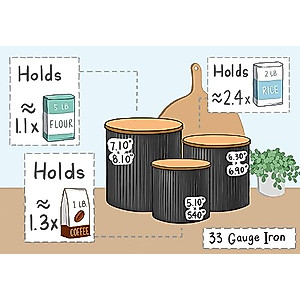 Farmhouse Kitchen Canisters for Countertop - Approx. 5, 4 & 2 Quart / Canisters Sets for the Kitchen / Rustic Home Decor / Modern Farmhouse Decor