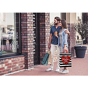 WaaHome Happy Valentines Day Gift Bag with Handle 13''x10.5''x5.8'' Large Red Rose Gift Bags with Tissue Paper, Romantic Valentines Gift Bags for Her Him Girlfriend Boyfriend Wife Husband Women
