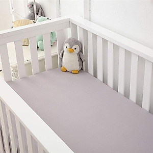 Belsden 3 Pack Microfiber Durable Crib Sheets Fitted, Silky Soft Smooth Breathable Baby Sheets Set for Boys Girls, 28''x 52'' Fits Standard Crib and Toddler Mattresses, White + Gray + Lt Gray
