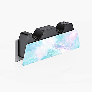 PlayVital Pale Blue Watercolor Full Set Skin Decal for ps5 Console Disc Edition, Sticker Vinyl Decal Cover for ps5 Controller & Charging Station & Headset & Media Remote